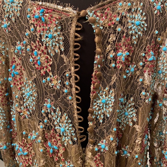 gabriella arango | Dresses | Bronze Long Sleeve Taffeta And Lace ...